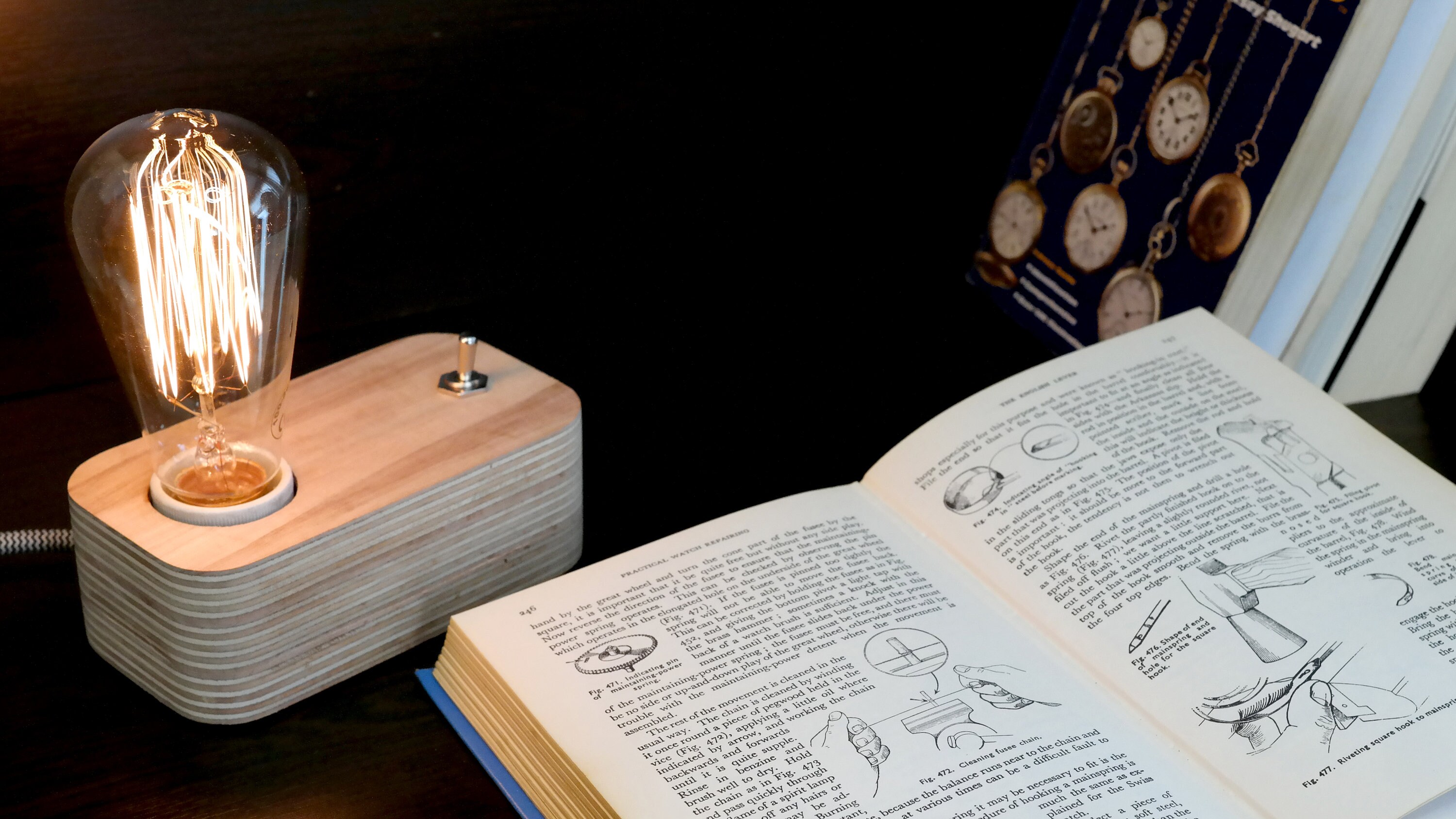 Wood Dimmable Desk Lamp Wood Edison Dimmer Lamp Wood Edison - Etsy