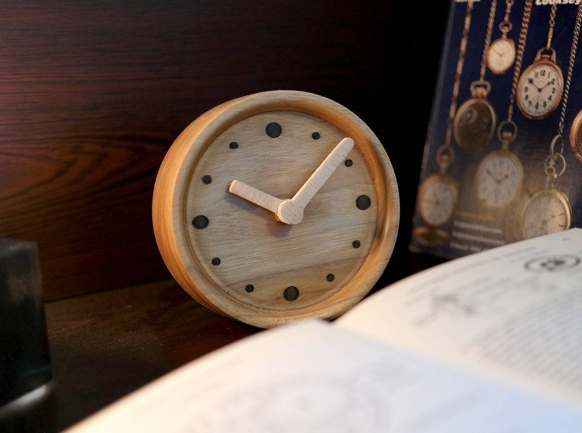 Wood Clock Wood Desk Clock Solid Wood Clock Vintage Clock | Etsy