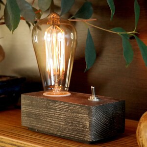 Edison Lamp, Bedside Lamp, Wood Desk Lamp, Wood Edison Lamp, Wood ...