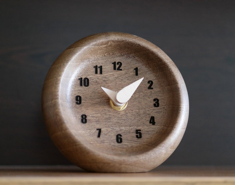 Handcrafted Walnut Wood Table Clock: Modern Desk Decor - Etsy