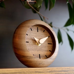 Walnut Wood Clock, Birch Plywood Clock, Unique Table Clock, Artisanal ...