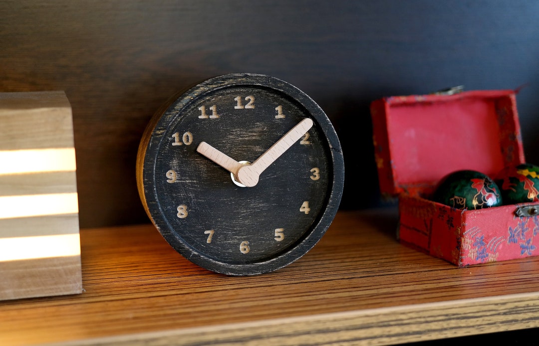 Rustic Wooden Desk Clock | Vintage Old-world Style Decor - Etsy
