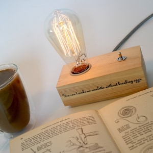 Personalized Edison Lamp, Wood Desk Lamp, Wood Edison Lamp, Gift for ...