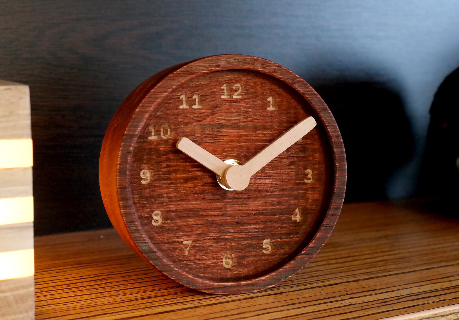 Wood Clock Old Clock Wood Desk Clock Solid Wood Clock - Etsy