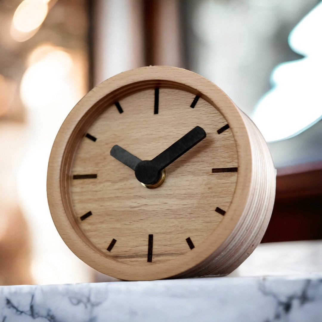 Handcrafted Birch Plywood Round Table Clock for Modern Minimalist Charm ...