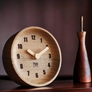 Handcrafted Wooden Analog Desktop Clock for Elegant Home Decor - Etsy