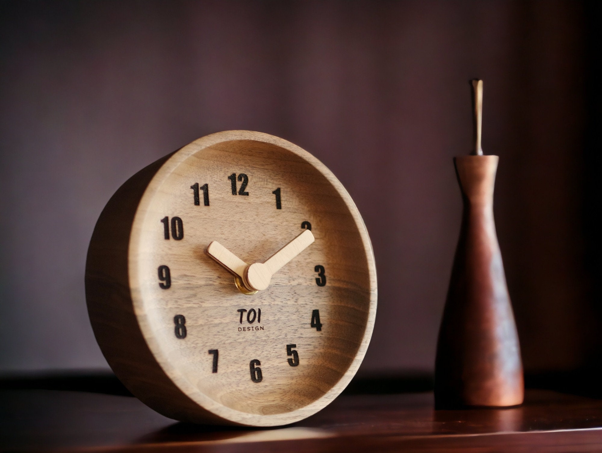 Handcrafted Wooden Analog Desktop Clock for Elegant Home Decor - Etsy
