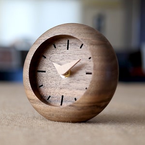 Walnut Wood Clock, Birch Plywood Clock, Unique Table Clock, Artisanal ...