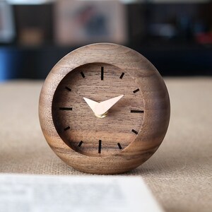 Walnut Wood Clock, Birch Plywood Clock, Unique Table Clock, Artisanal ...