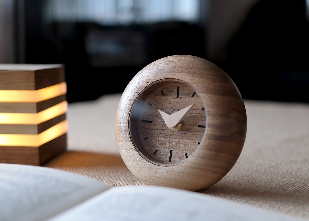 Customizable Handcrafted Walnut Wood Table Clock With Personalized ...