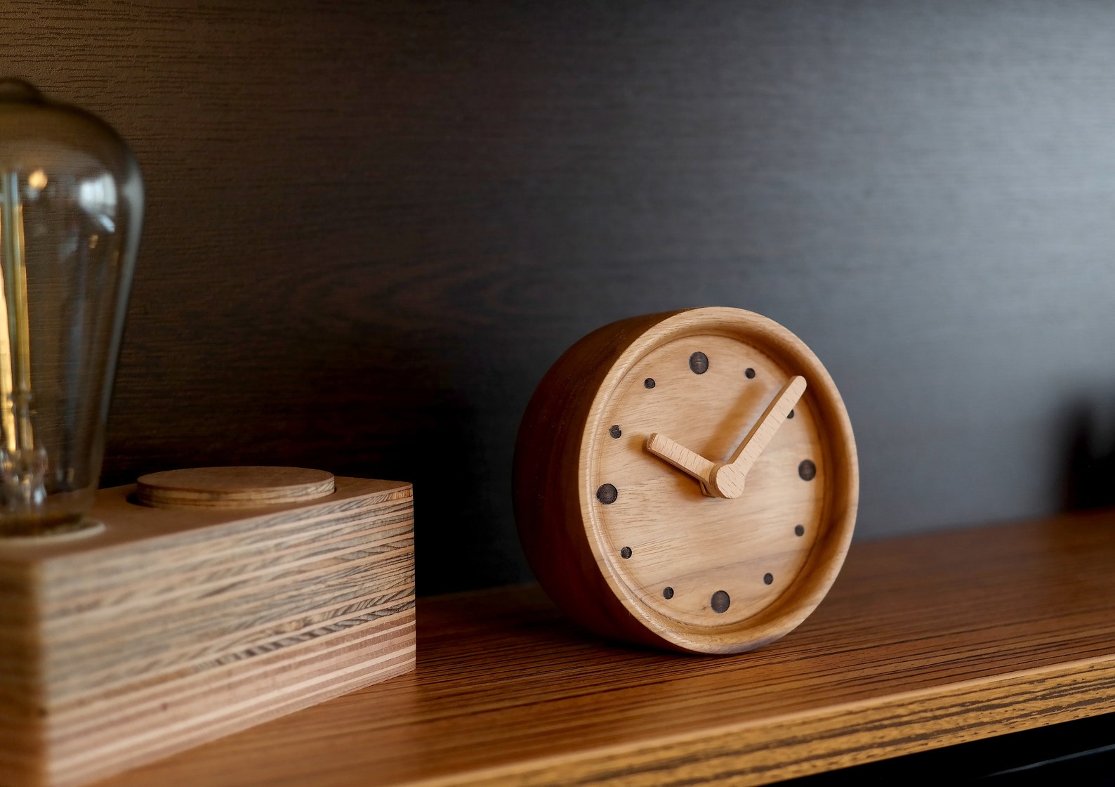 Wood Clock Wood Desk Clock Solid Wood Clock Vintage Clock | Etsy