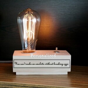 Personalized Edison Lamp, Wood Desk Lamp, Wood Edison Lamp, Gift for ...