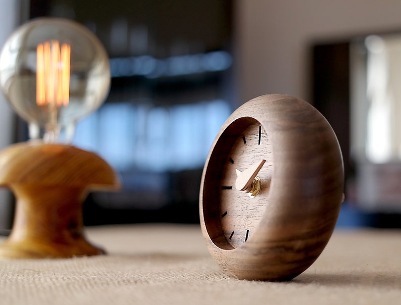 Handcrafted Walnut Wood Table Clock: Minimalist Desk Decor - Etsy