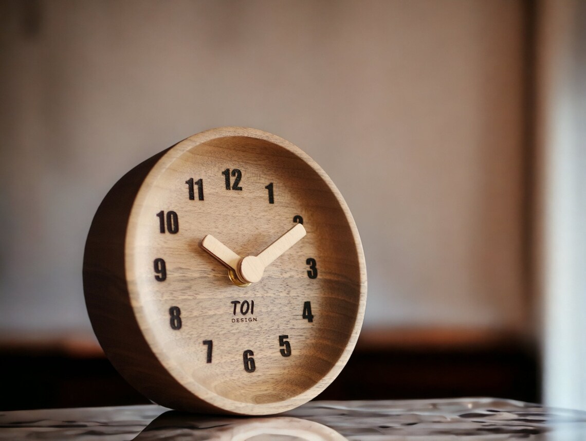 Handcrafted Wooden Analog Desktop Clock for Elegant Home Decor - Etsy