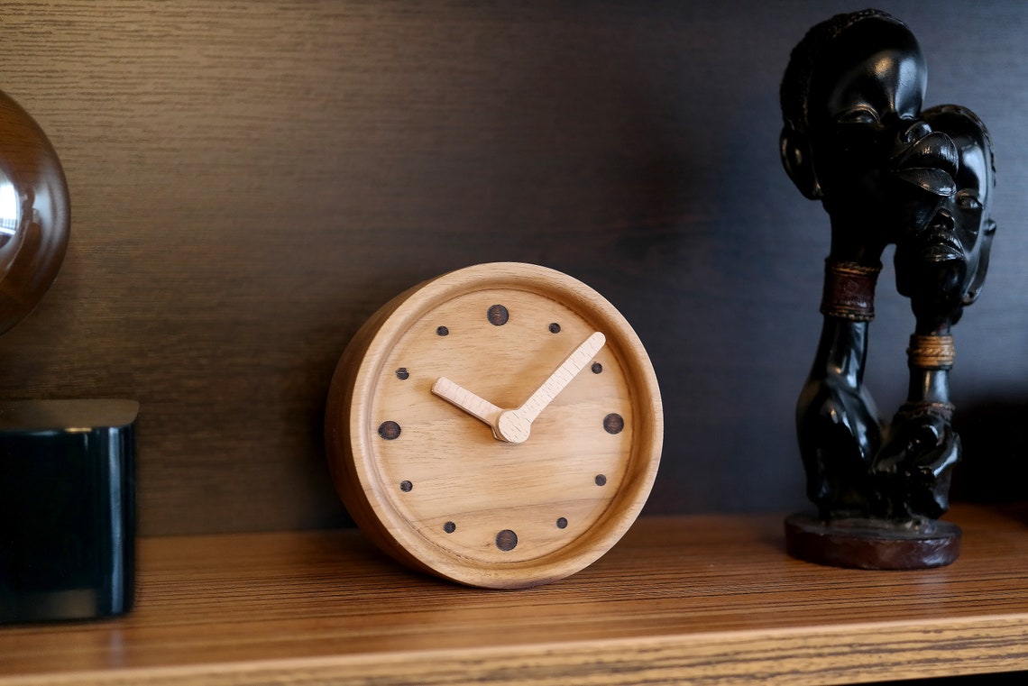 Wood Clock Wood Desk Clock Solid Wood Clock Vintage Clock | Etsy
