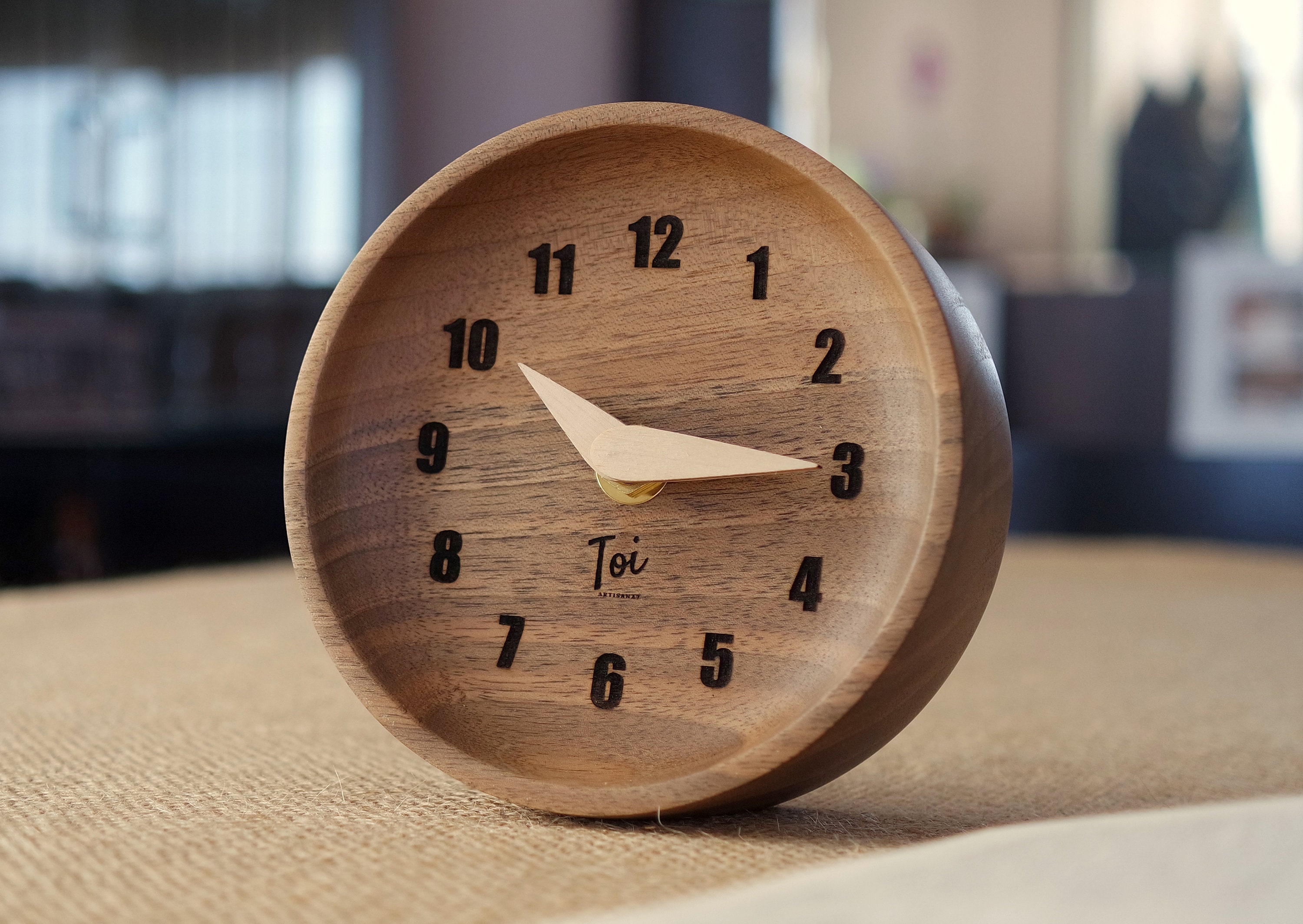 Handmade Walnut Wood Desk Clock: Analog Home Decor - Etsy