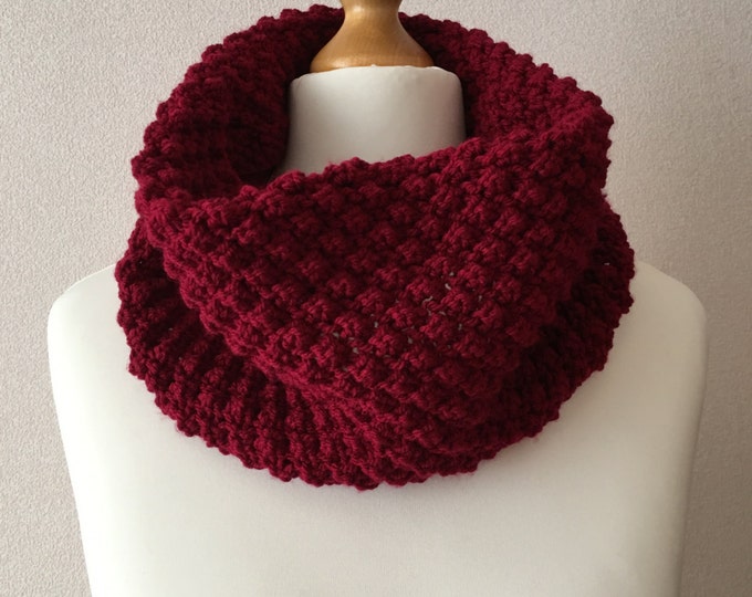 KNITTING PATTERN Raspberry Cowl / Cowl Knit Pattern / Red Cowl Pattern ...
