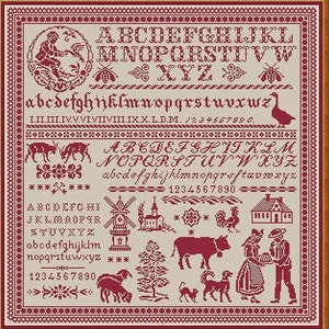 Medieval Monochrome Cross Stitch Pattern Quaker Cross Stitch Castle and ...