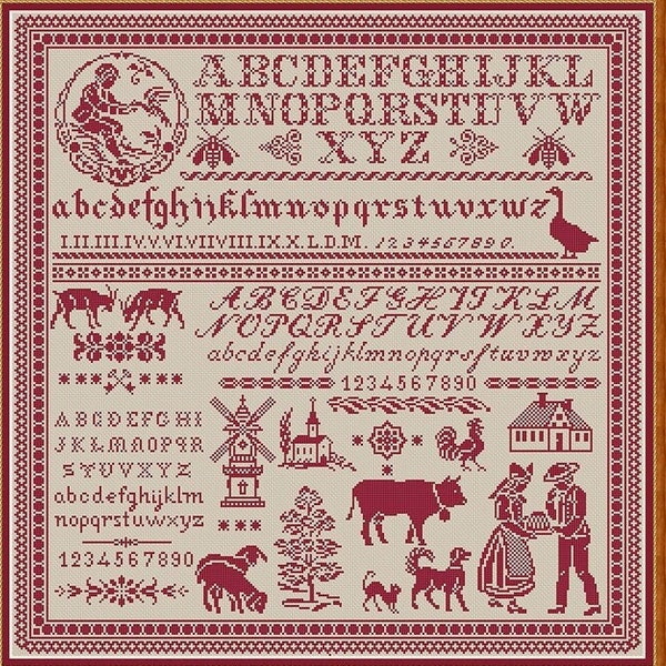 Medieval Monochrome Cross Stitch Pattern Quaker Cross Stitch Castle and ...