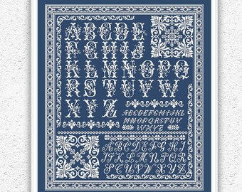 Quaker Sampler Cross Stitch Pattern Monochrome Antique - Etsy