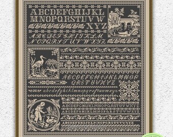 Quaker Sampler Cross Stitch Pattern Instant Download PDF - Etsy