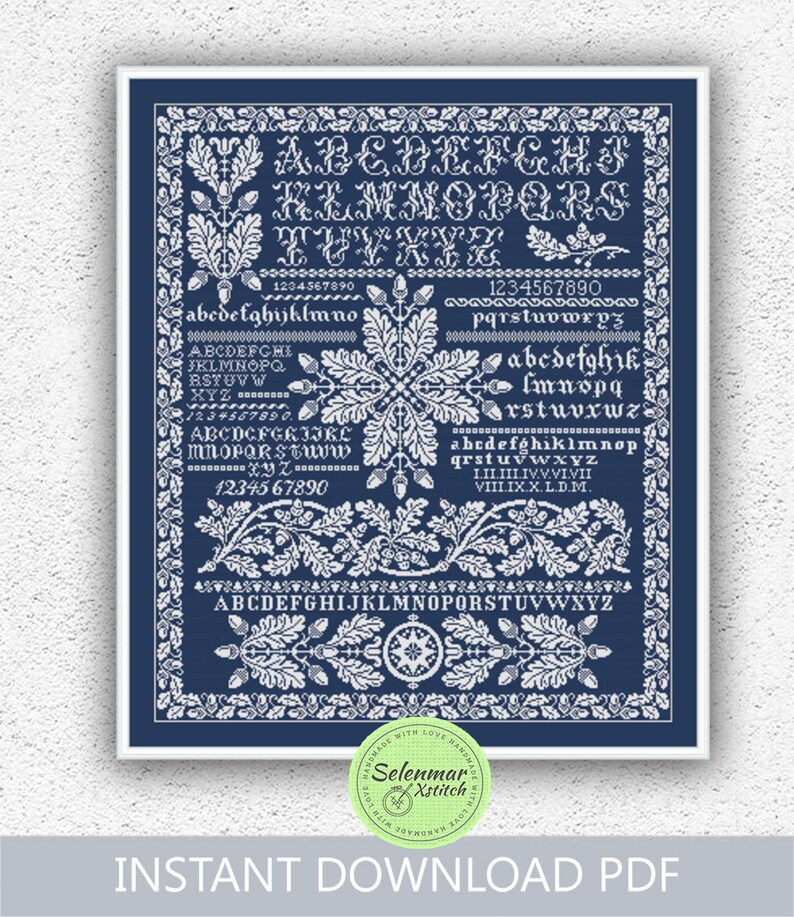 Quaker Sampler Counted Cross Stitch Pattern Acorn Cross Stitch - Etsy