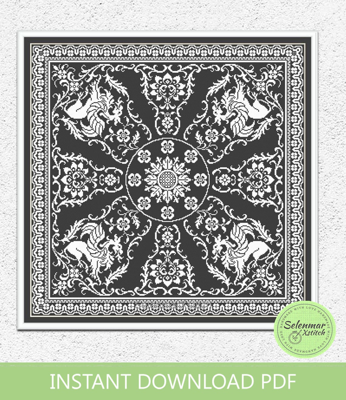 Monochrome Dragons Cross Stitch Pattern Celtic Dragons Cross - Etsy