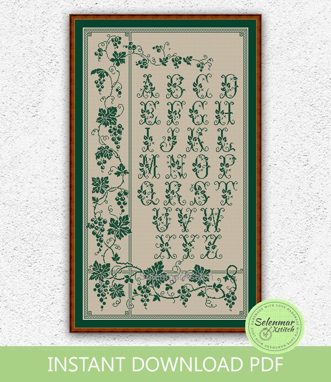Grape Vine Quaker Sampler Counted Cross Stitch Vine Cross Stitch ...