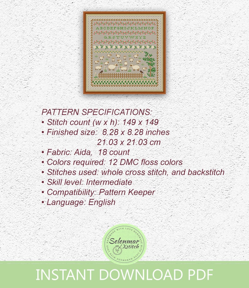 Sheep in the Meadow Counted Cross Stitch Pattern Country Primitive ...