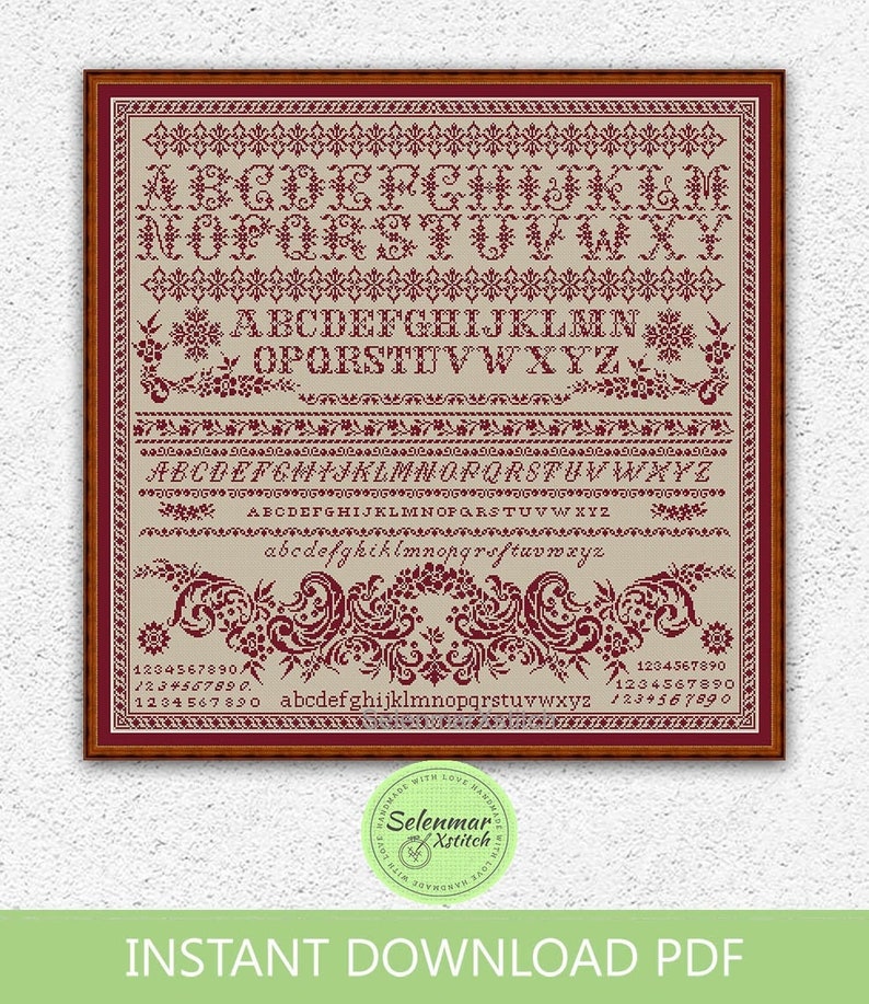 Monochrome Quaker Sampler Counted Cross Stitch Pattern Floral - Etsy