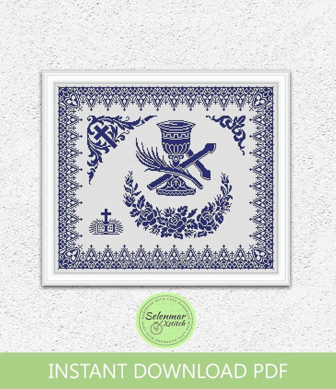 Monochrome Religious Cross Stitch Pattern Easter Cross Stitch Religious ...