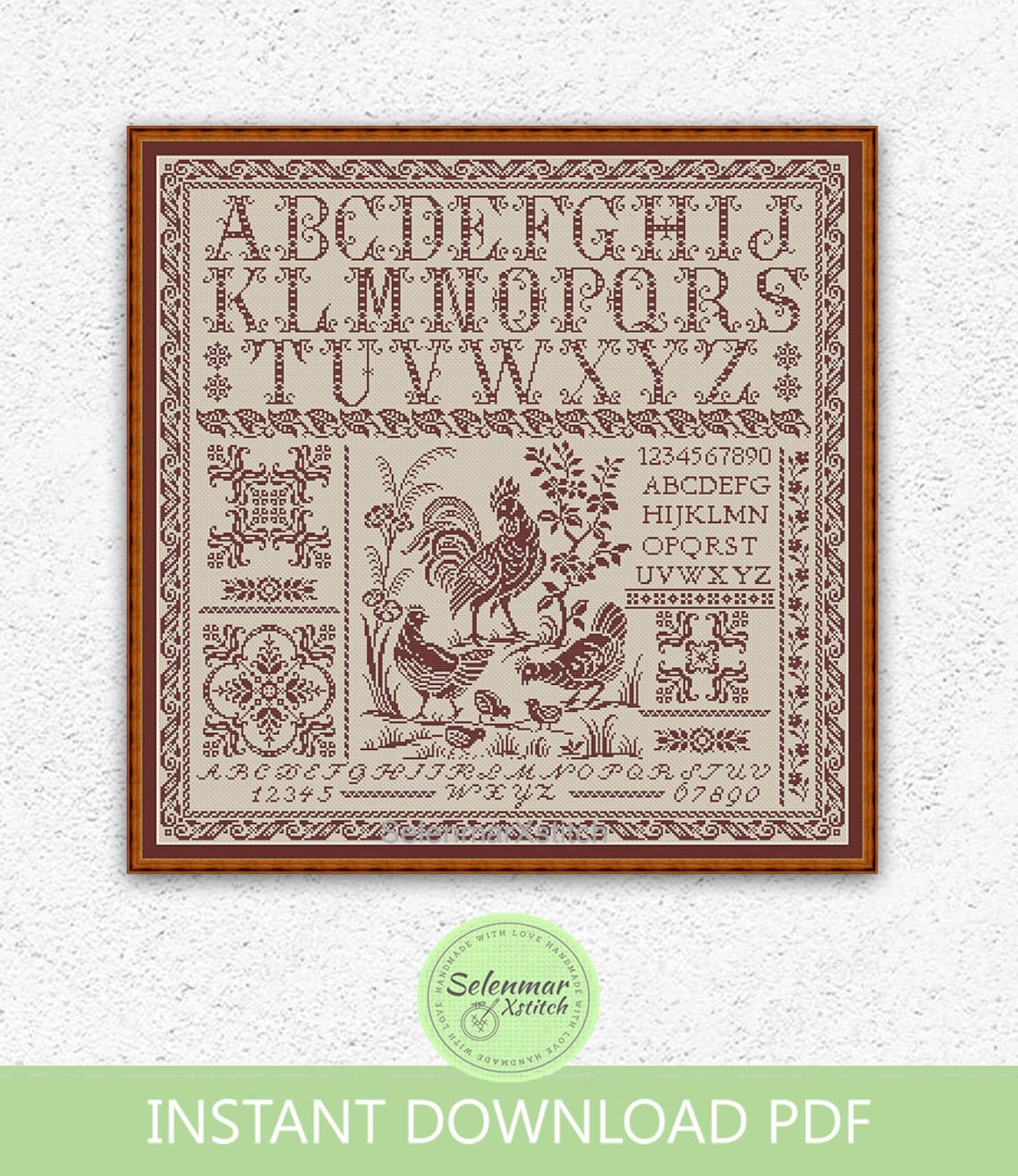 Quaker Sampler Cross Stitch Pattern Birds Rooster Hens - Etsy