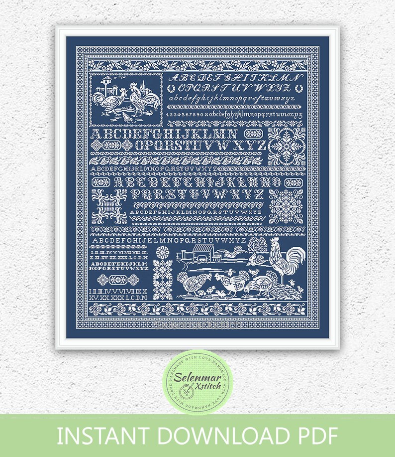 Rustic Quaker Sampler Counted Cross Stitch Pattern Farmhouse - Etsy
