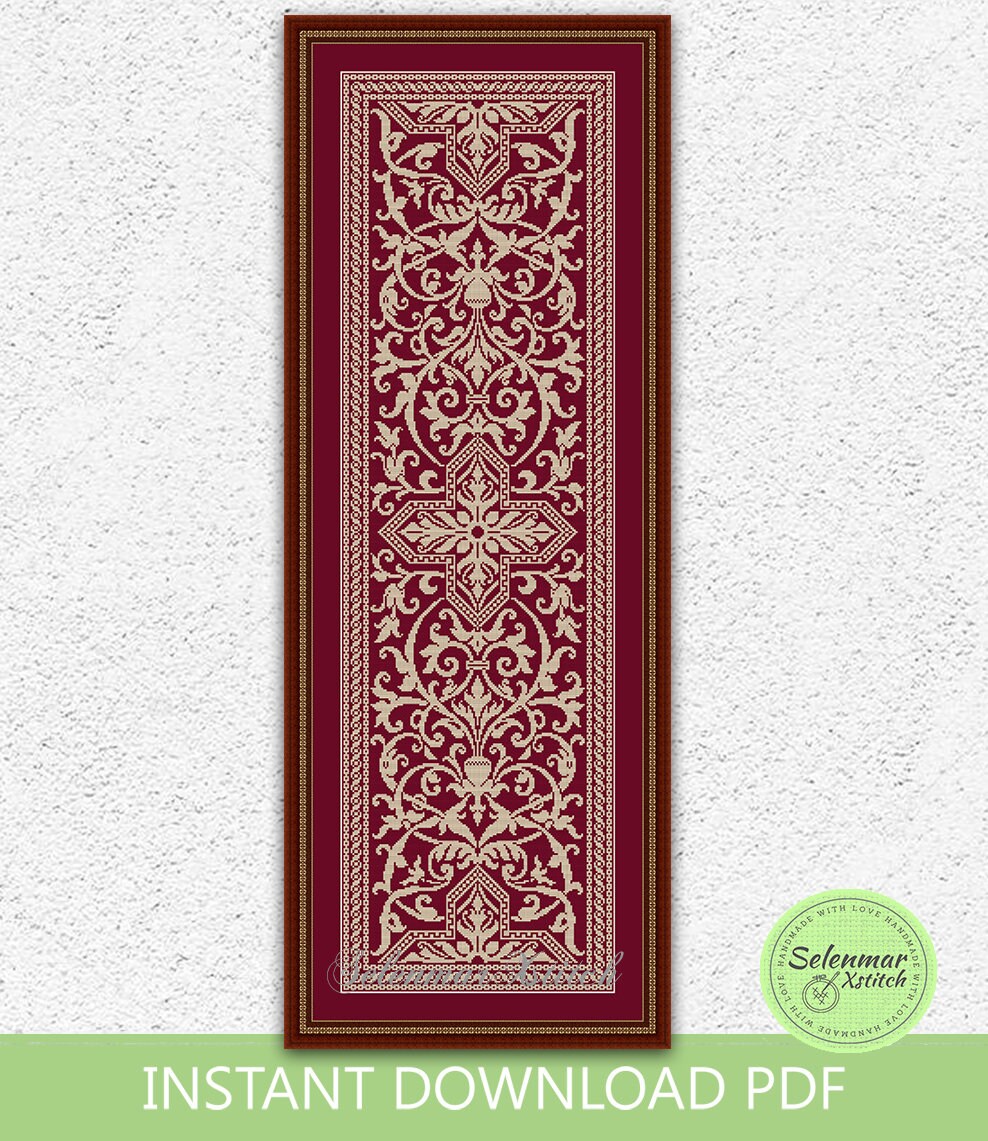 Antique Monochrome Sampler Counted Cross Stitch Pattern Large Cross ...