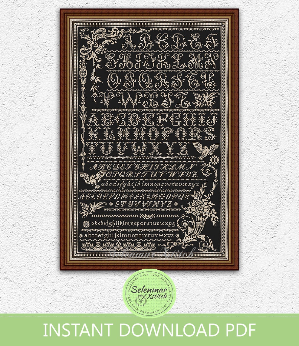 Floral Monochrome Cross Stitch Pattern Flowers Cornucopia Embroidery ...
