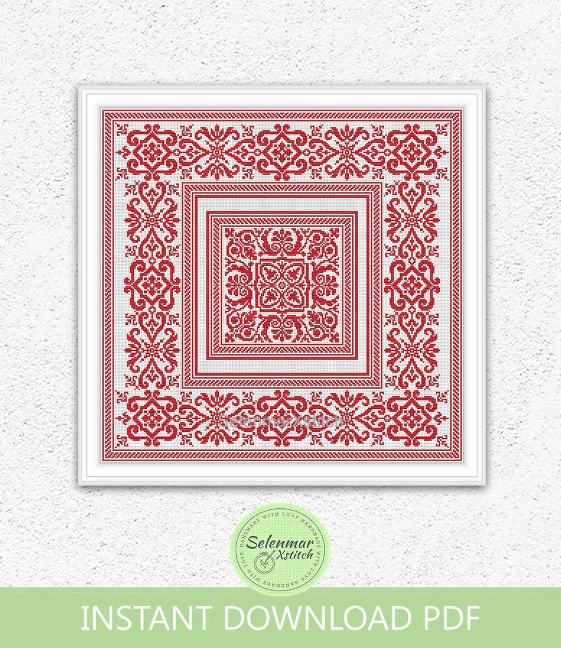 Monochrome Cross Stitch Pattern Mosaic Tile Cross Stitch Square ...