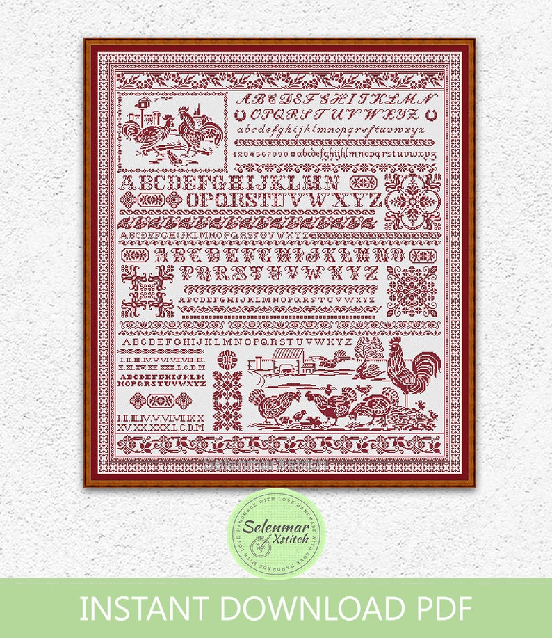 Rustic Quaker Sampler Counted Cross Stitch Pattern Farmhouse - Etsy