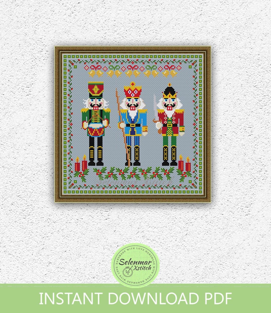 Nutcracker Cross Stitch Pattern Christmas Sampler Embroider Design ...
