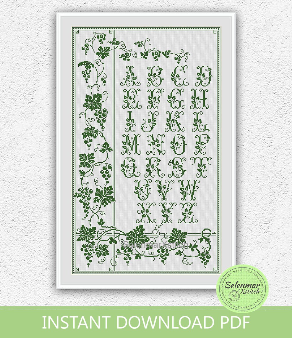 Grape Vine Quaker Sampler Counted Cross Stitch Vine Cross Stitch ...