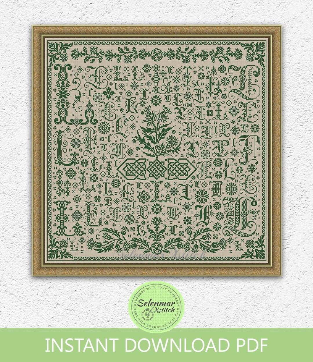 Monochrome Monogram Cross Stitch Pattern Initial Letter Cross Stitch ...