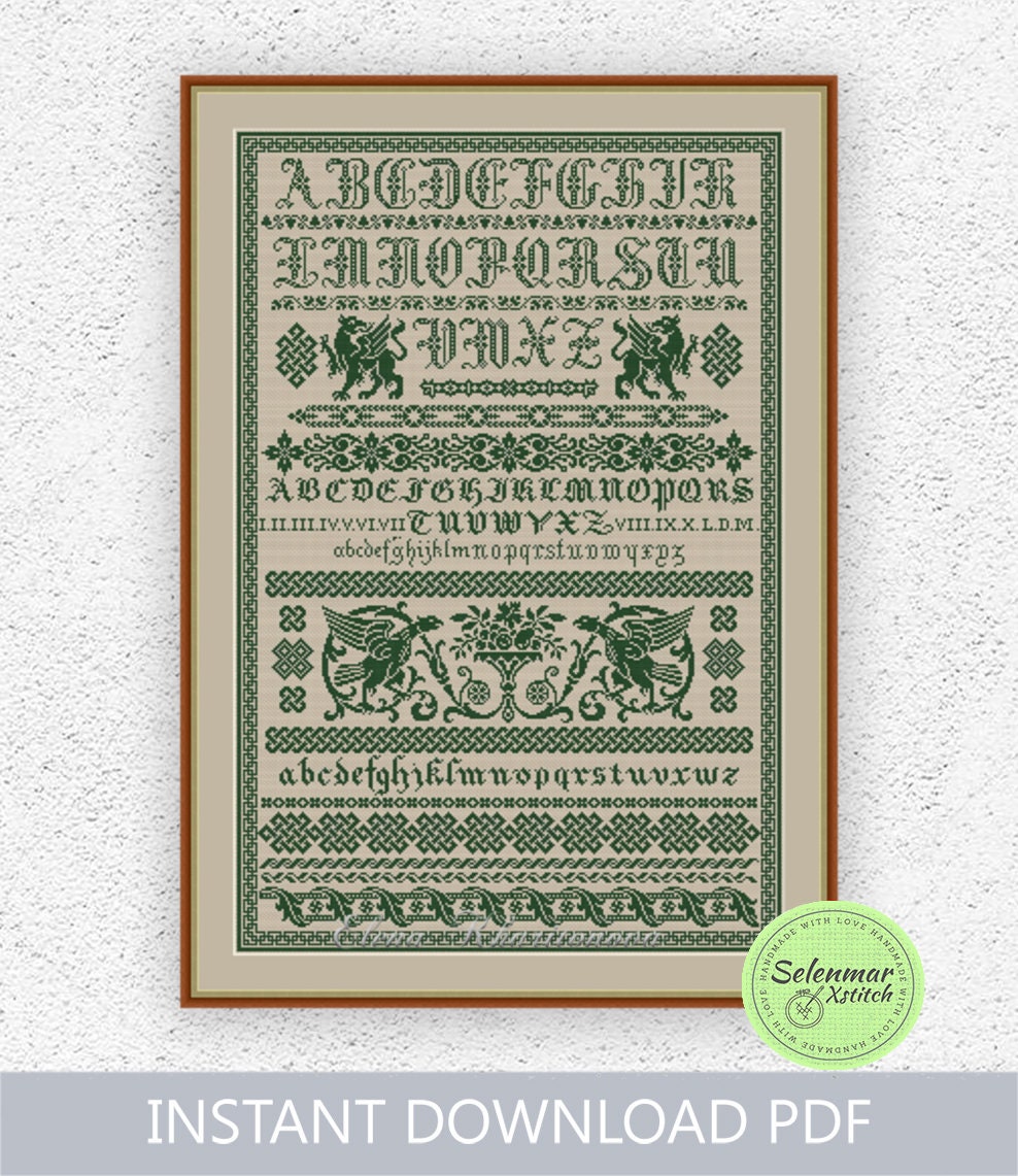 Celtic Dragons Monochrome Cross Stitch Pattern Quaker - Etsy