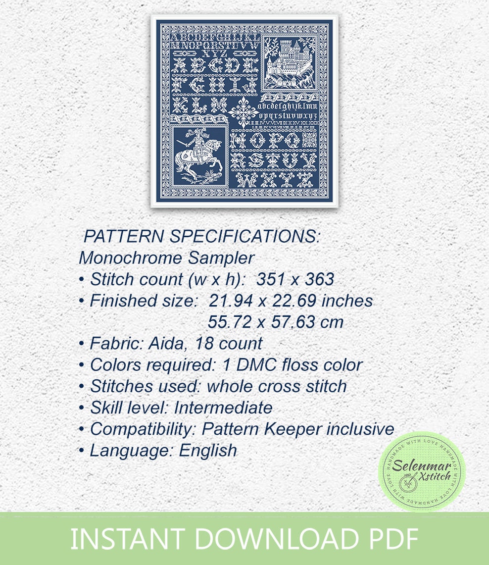 Medieval Monochrome Cross Stitch Pattern Quaker Cross Stitch - Etsy
