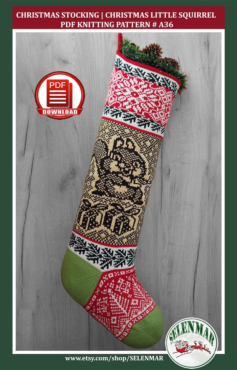 Pattern Knitted Fair Isle Christmas Stocking Modern Xmas | Etsy