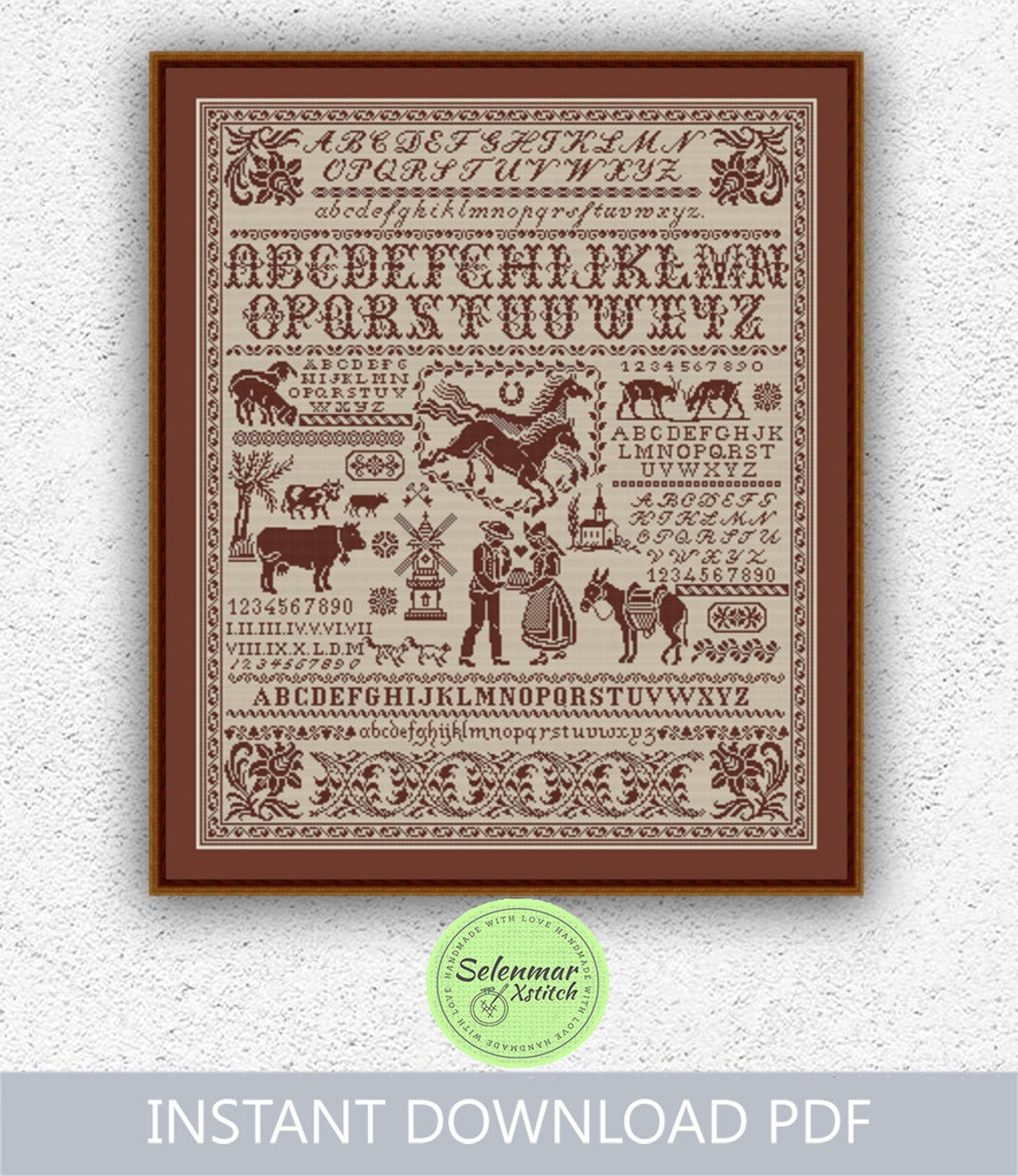 Country Quaker Sampler Cross Stitch Pattern Village Cross - Etsy