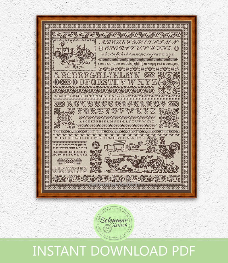 Rustic Quaker Sampler Counted Cross Stitch Pattern Farmhouse - Etsy