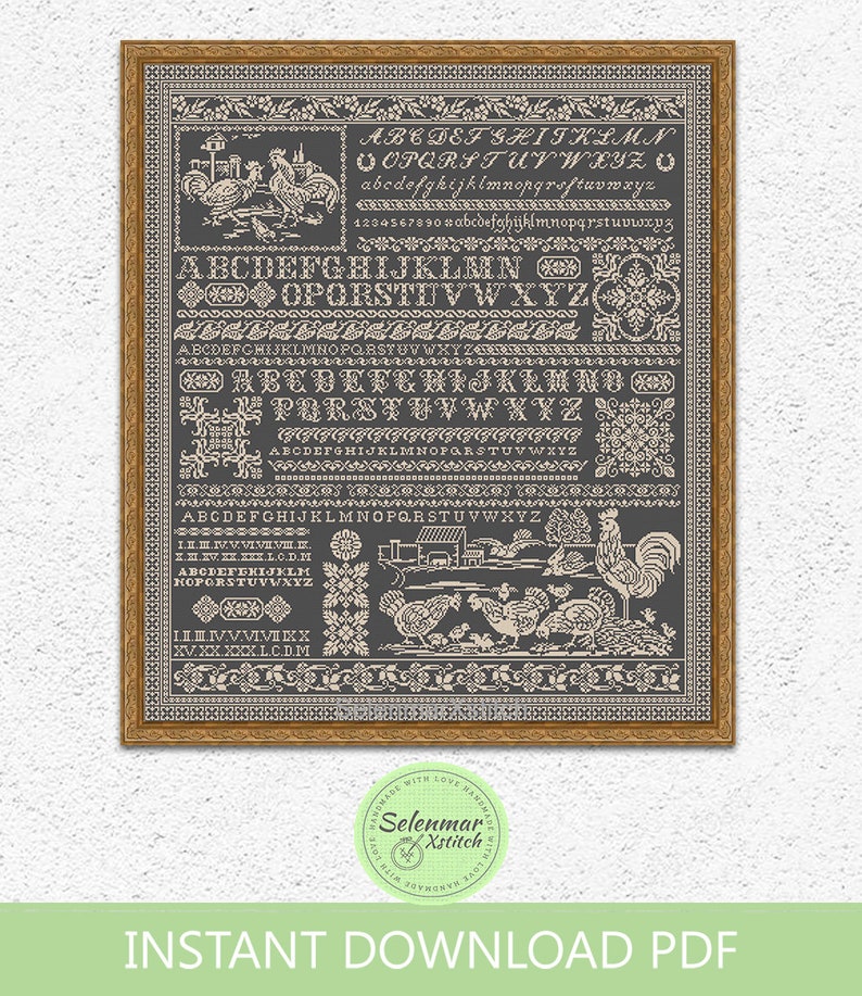 Rustic Quaker Sampler Counted Cross Stitch Pattern Farmhouse - Etsy