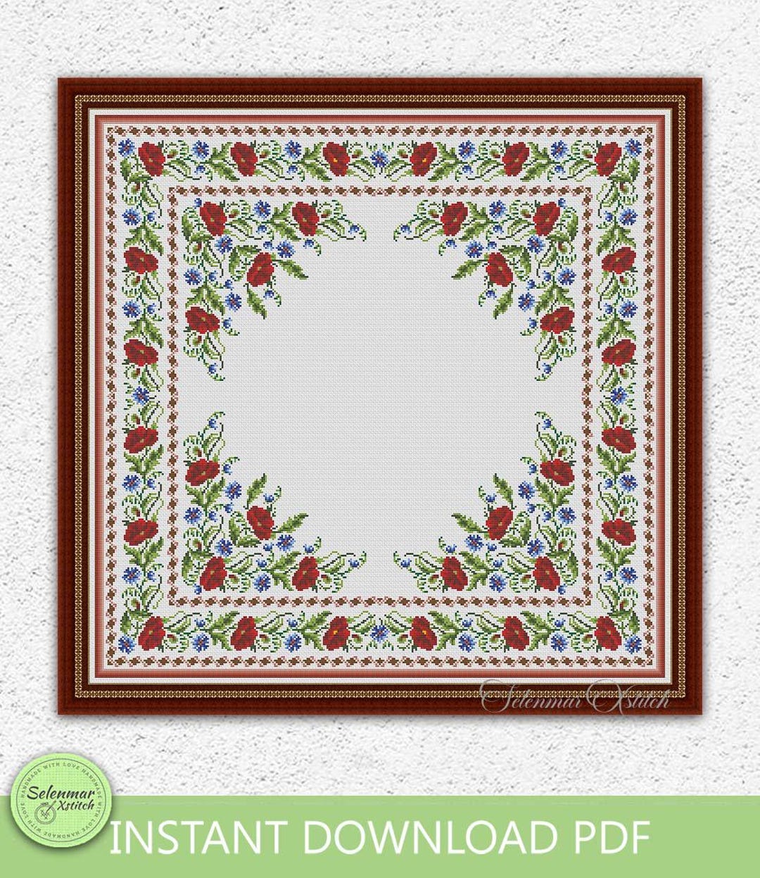 Floral Sampler Cross Stitch Pattern Flowers Pillow Vintage Embroidery ...