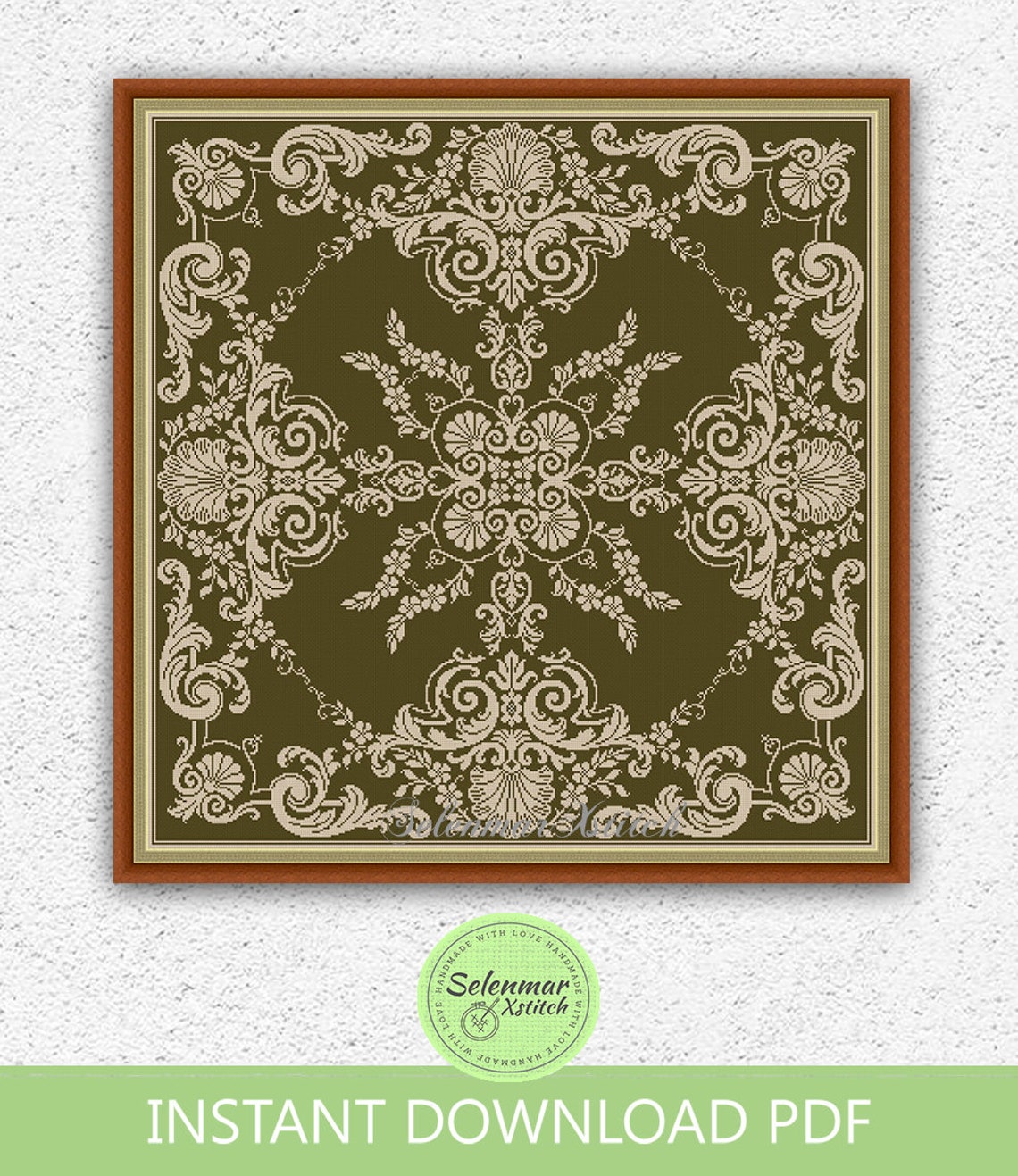 Monochrome Cross Stitch Pattern Antique Ornament Embroidery Design ...