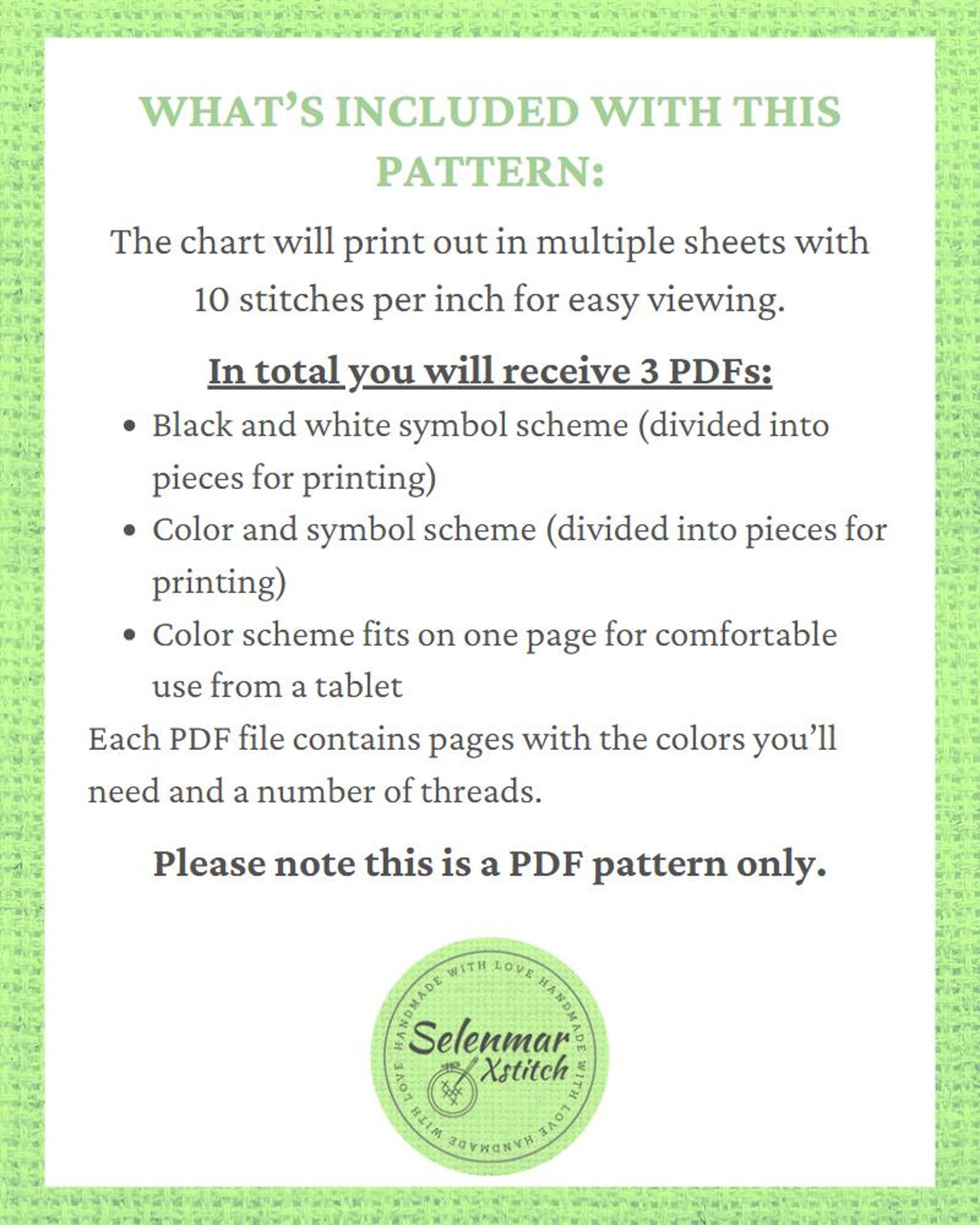 Two Colors Cross Stitch Pattern Floral Cross Stitch Square Embroidery ...