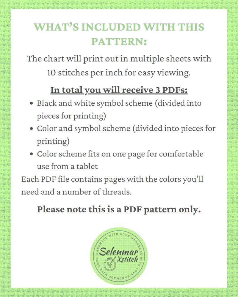 Two Colors Cross Stitch Pattern Floral Cross Stitch Square Embroidery ...